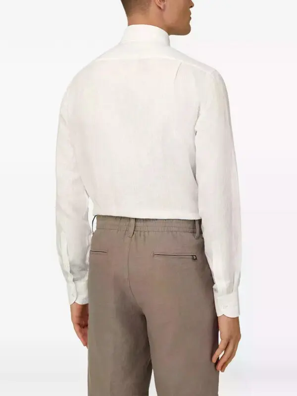 Boggi Milano Regular Fit Linen Shirt - White