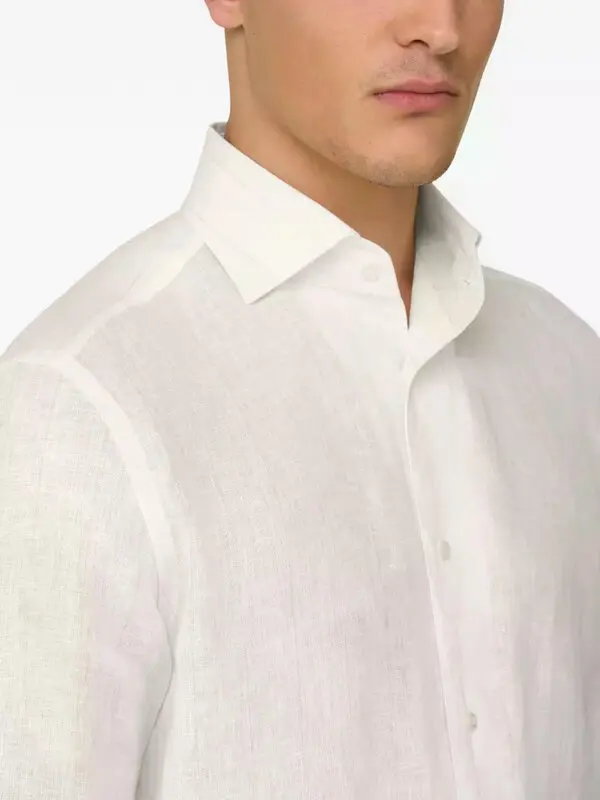 Boggi Milano Regular Fit Linen Shirt - White
