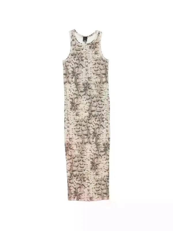 Pinko Ribbed Slim-fit Snake Print Midi Dress