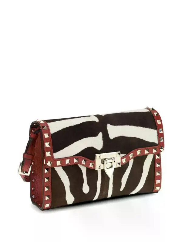 Valentino Garavani Small Rockstud Zebra-print Shoulder Bag - Brown