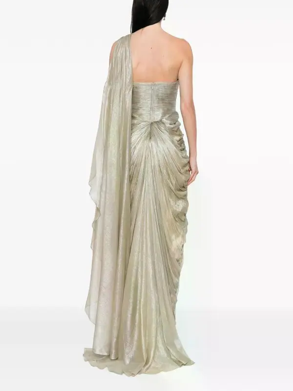 IRIS SERBAN Aria Floral One-shoulder Maxi Dress - Grey