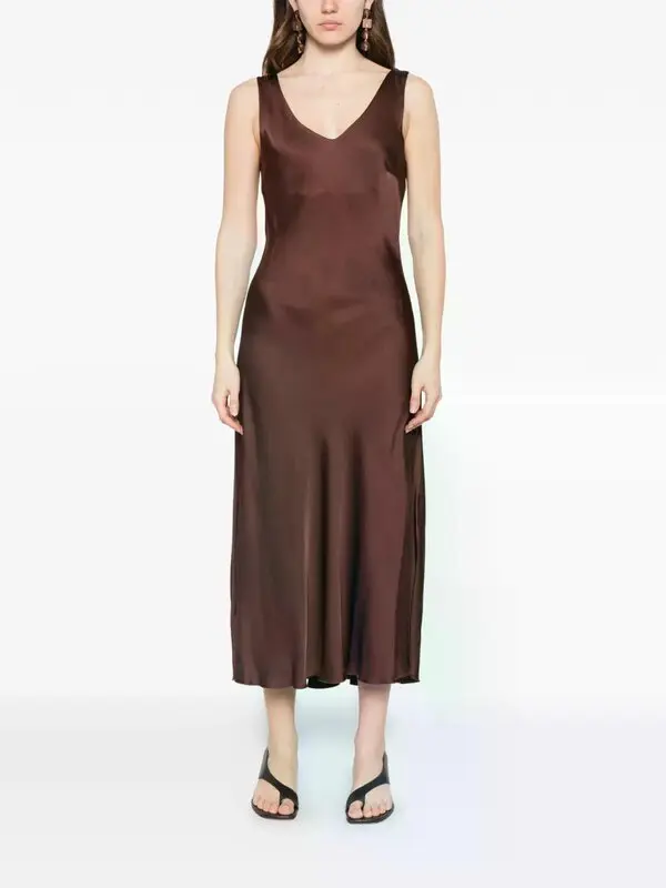Dixie Midi V-neck Dress - Brown