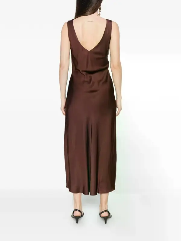 Dixie Midi V-neck Dress - Brown