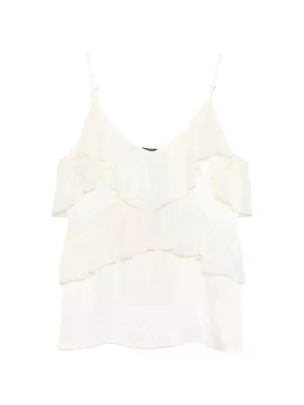 Dixie Ruffled V-neck Top - Neutrals
