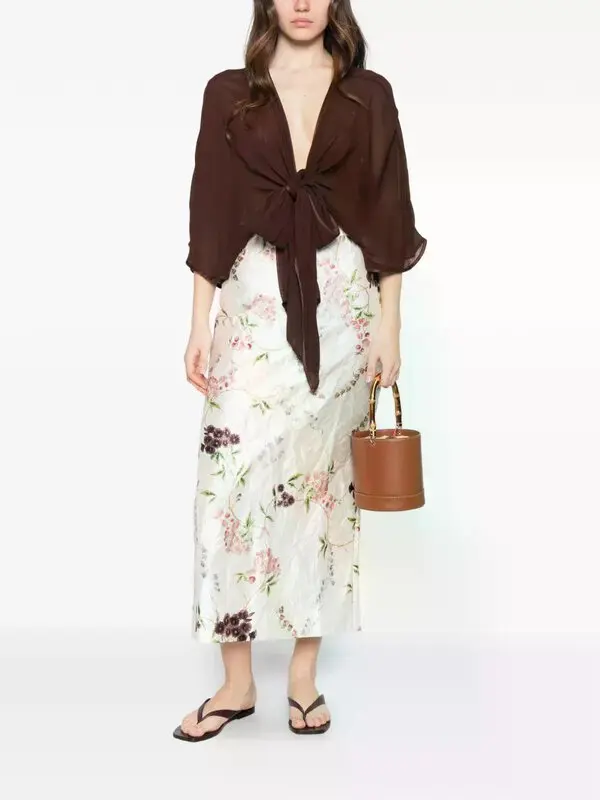 Dixie Tie-front Blouse - Brown