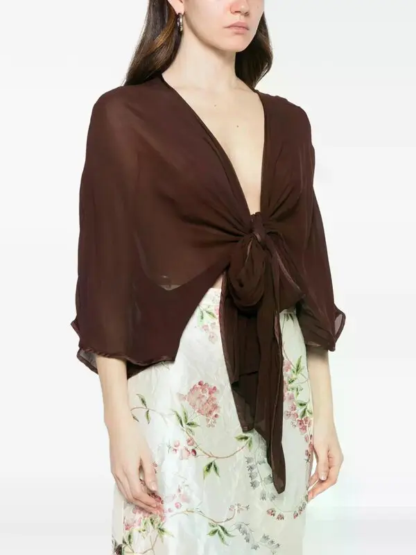 Dixie Tie-front Blouse - Brown