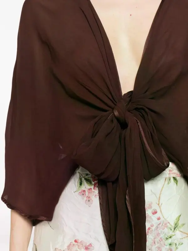 Dixie Tie-front Blouse - Brown