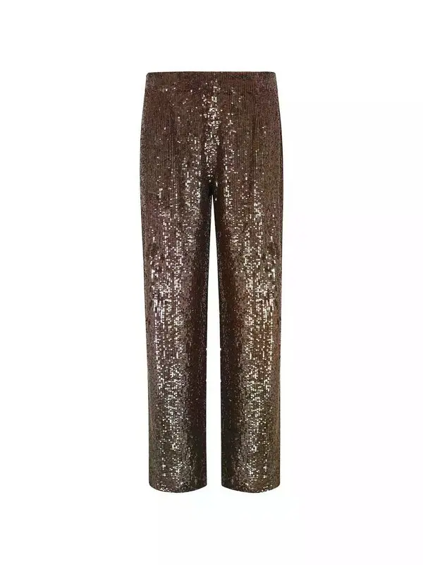 P.a.r.o.s.h Sequined Straight Leg Trousers - Brown