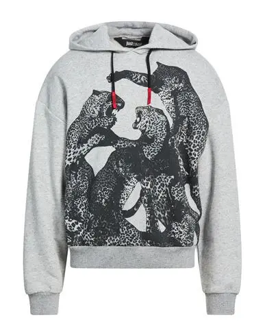 Just Cavalli Fleece Graphic Print Hoodie - Light Grey