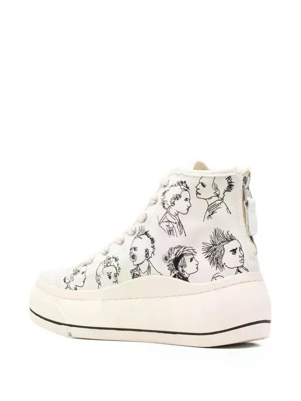 R13 Kurt Illustration Hi-top Sneakers - White