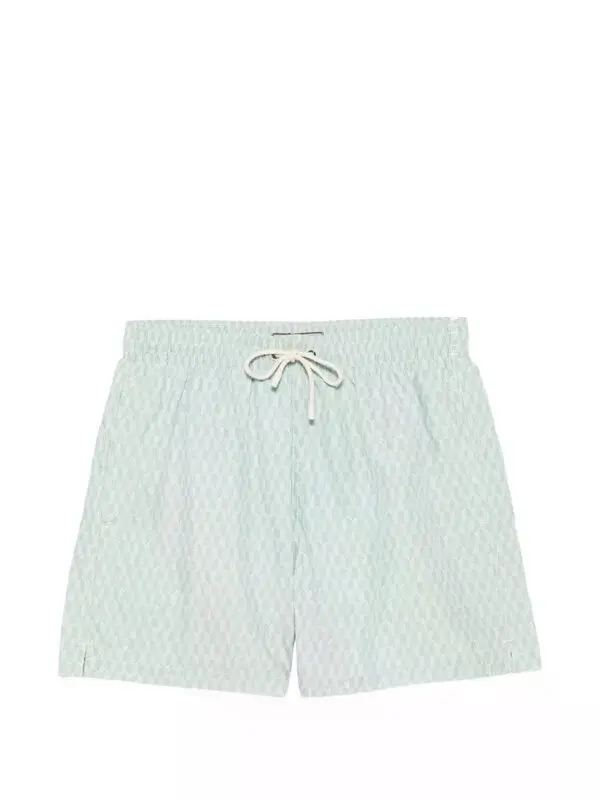 Canali Geometric-print Swim Shorts - Green