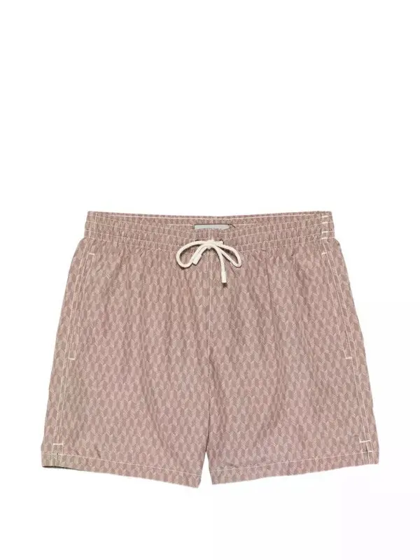 Canali Patterned Drawstring Swim Shorts - Brown