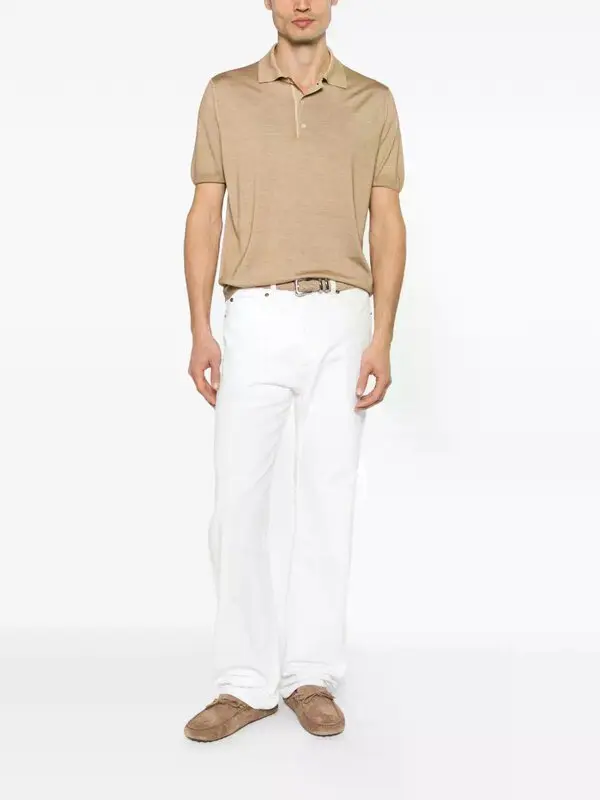 Canali Button Short-sleeve Polo Shirt - Brown
