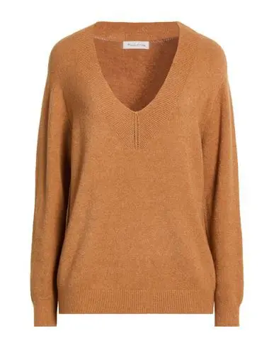 MANILA GRACE Knitted V-neck Sweater - Brown