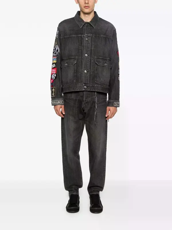 MASTERMIND WORLD Patched Denim Jacket - Grey
