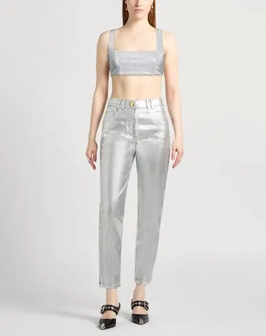 Balmain Cropped Crepe Top With Appliqués - Grey