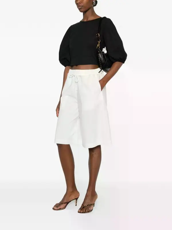 Pinko Cropped Open Back Blouse With Puff Sleeves - Black