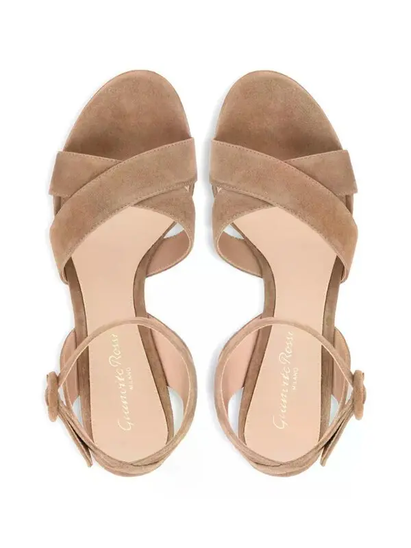 GIANVITO ROSSI Sabrina Buckle-strap Platform Sandals - Neutrals