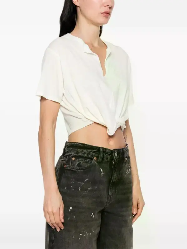 R13 Knot V-neck T-shirt - Neutrals