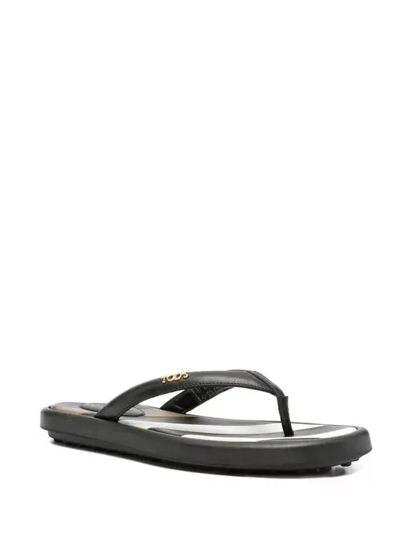 TOD'S Logo Thong Sandals - Black