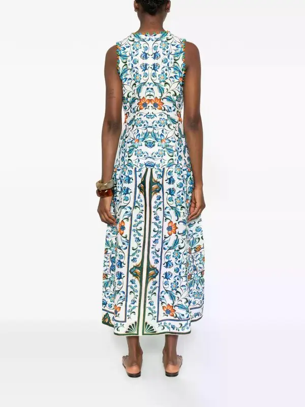 Farm Rio Floral-print V-neck Midi Dress - White
