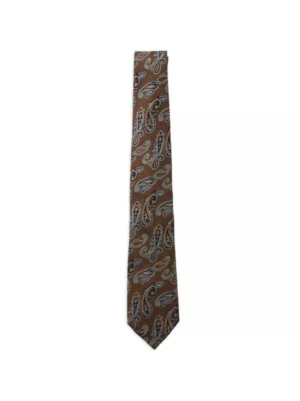 Etro Paisley-pattern Silk Neck Tie - Brown