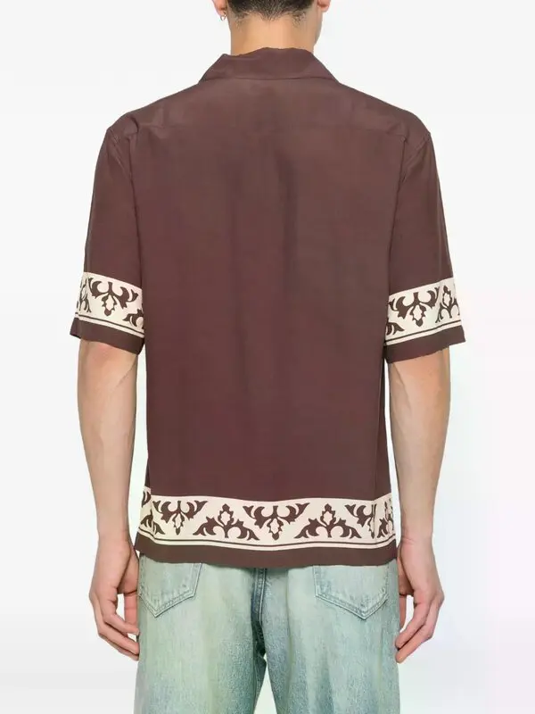 Sandro Loose-fit Contrast Print Shirt - Brown