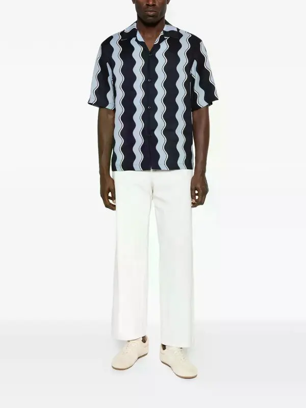 Sandro Printed Linen Shirt - Blue