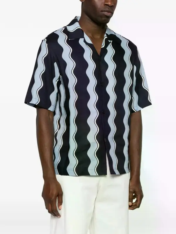 Sandro Printed Linen Shirt - Blue