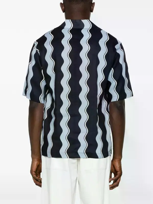 Sandro Printed Linen Shirt - Blue