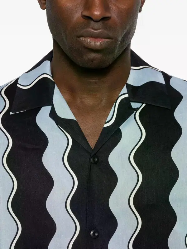 Sandro Printed Linen Shirt - Blue