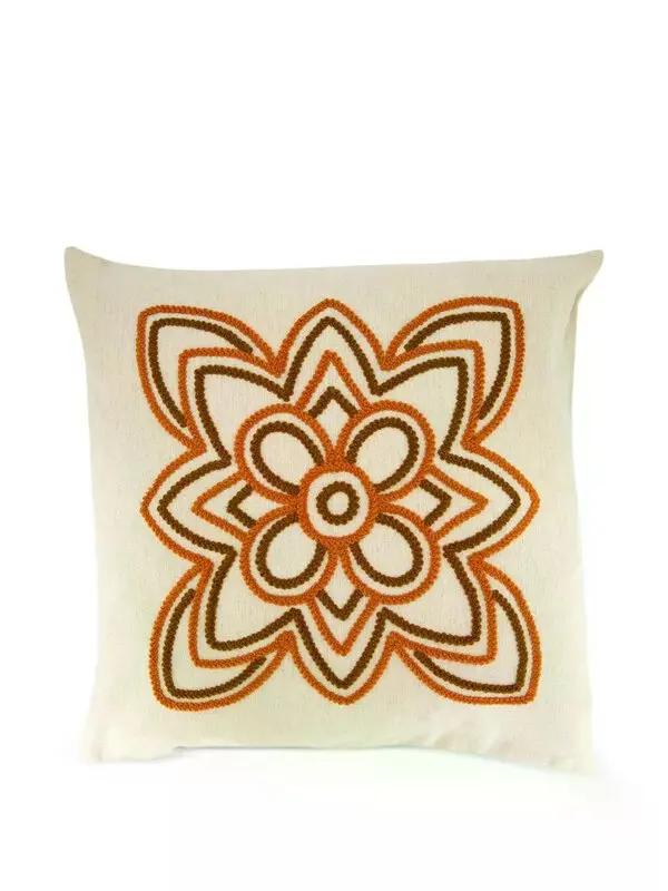 HOUSE OF CAPRICORN Florea Embroidery Linen Cushion - Neutrals