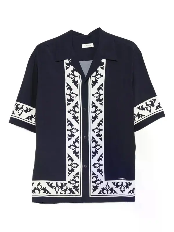 Sandro Loose-fit Contrast Print Shirt - Blue