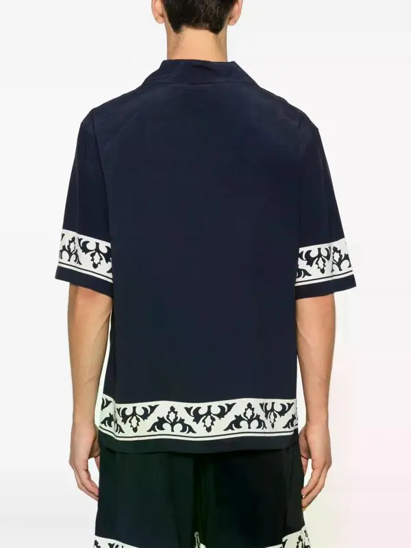 Sandro Loose-fit Contrast Print Shirt - Blue