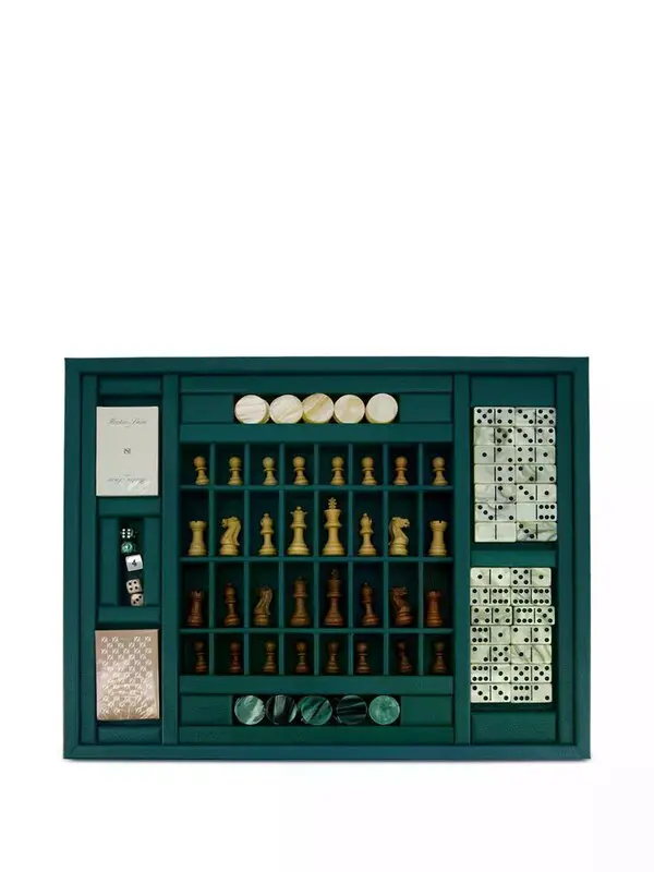 HECTOR SAXE Multi-game Leather Box - Green