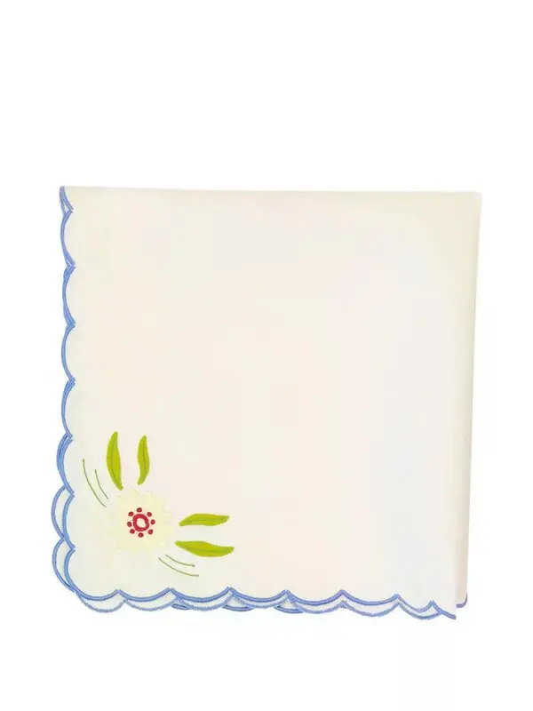 HOUSE OF CAPRICORN Machico Embroidery Linen Napkin - White
