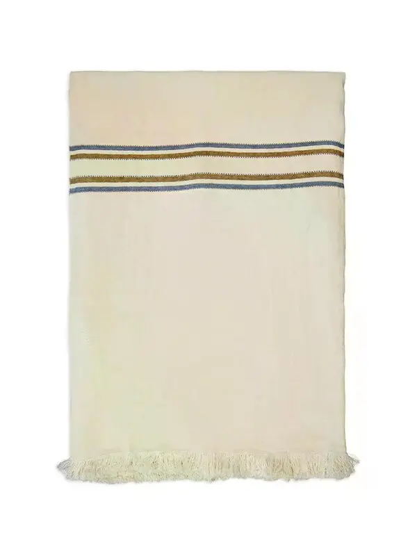 LIBECO Striped Fringed Coverlet - Neutrals