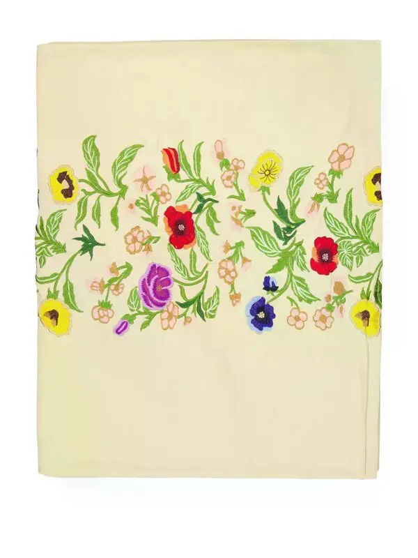 LES-OTTOMANS Flower Embroidered Tablecloth