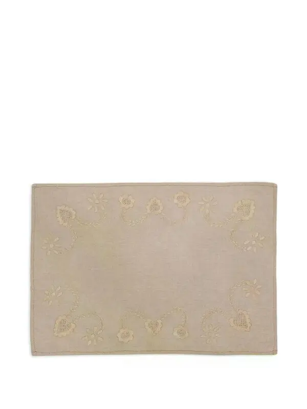 HOUSE OF CAPRICORN Embroidered Linen Placemat And Napkin Set - Neutrals