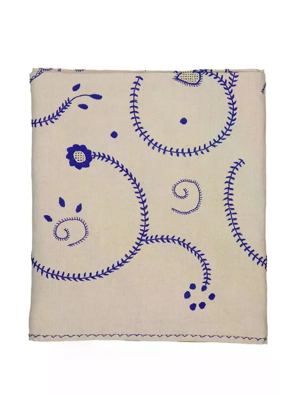 HOUSE OF CAPRICORN Embroidered Linen Tablecloth Set