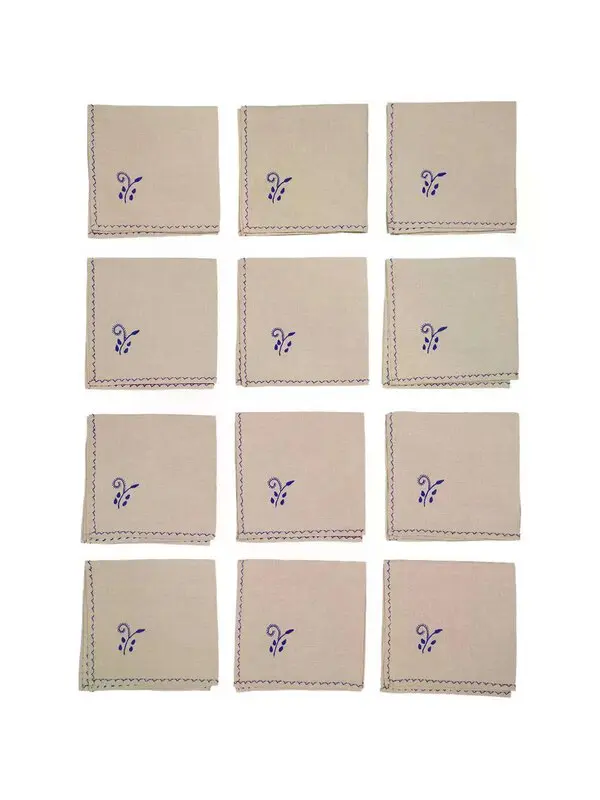HOUSE OF CAPRICORN Embroidered Linen Tablecloth Set