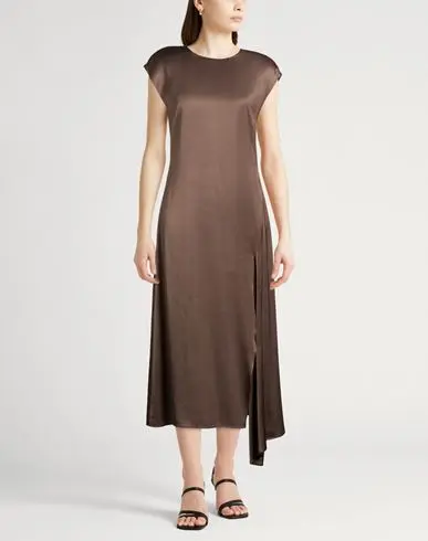Peserico Midi Dress In Dark Viscose - Brown