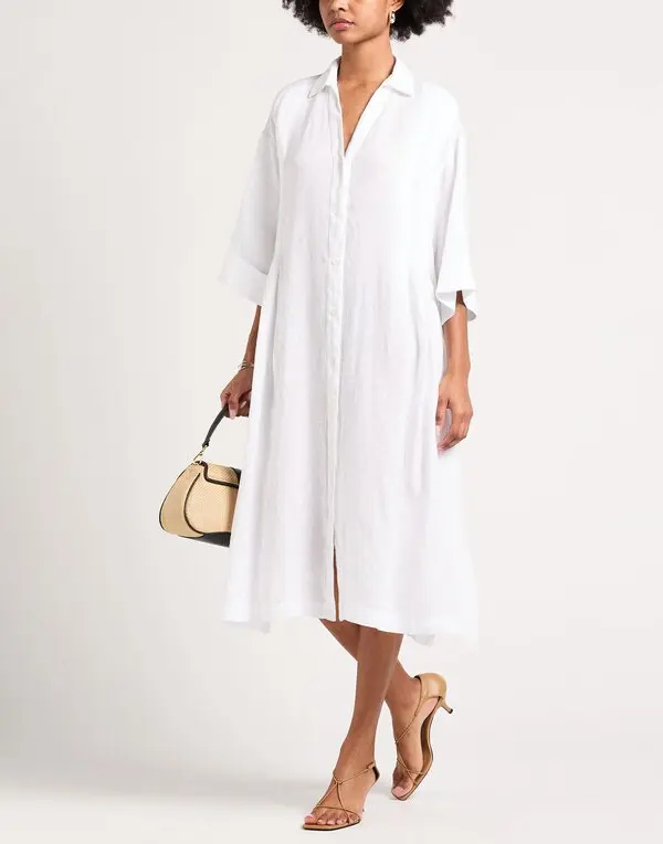 Peserico Midi Dress Linen Shirt Dress With Camp Collar