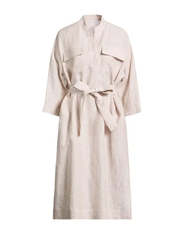 Peserico Linen Midi Dress With Striped Pattern