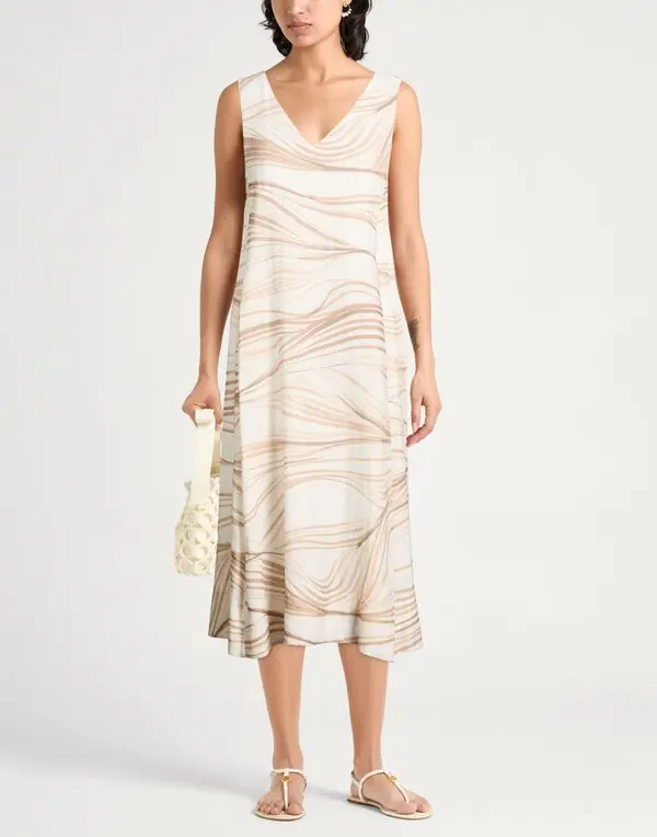 Peserico Linen Multicolor Midi Dress