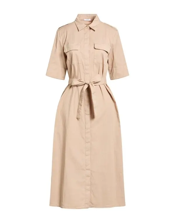 Peserico Belted Midi Shirt Dress In Cotton And Polyamide Blend