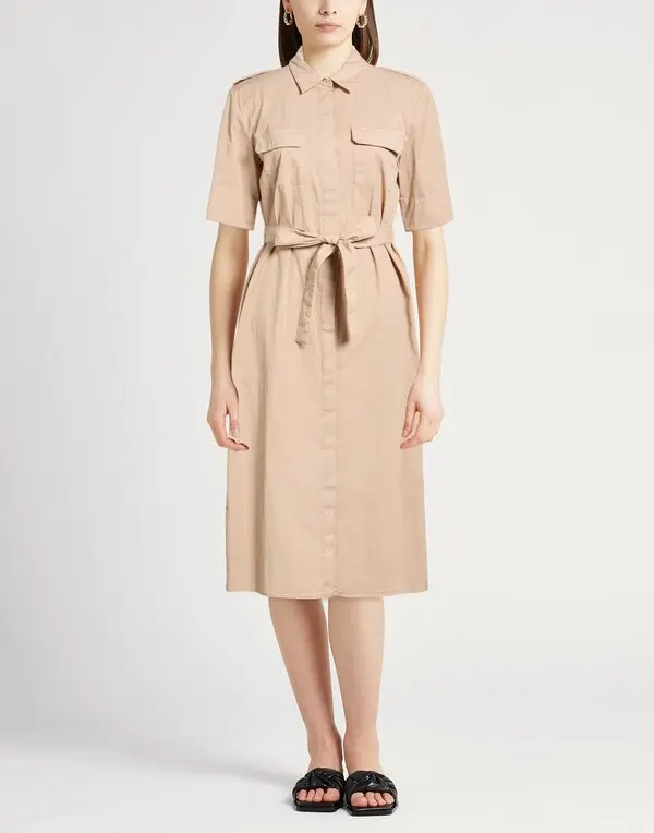Peserico Belted Midi Shirt Dress In Cotton And Polyamide Blend