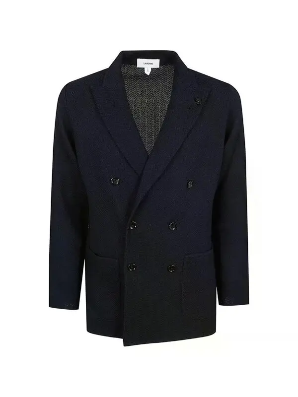 LARDINI Double-breasted Cotton Blazer - Blue