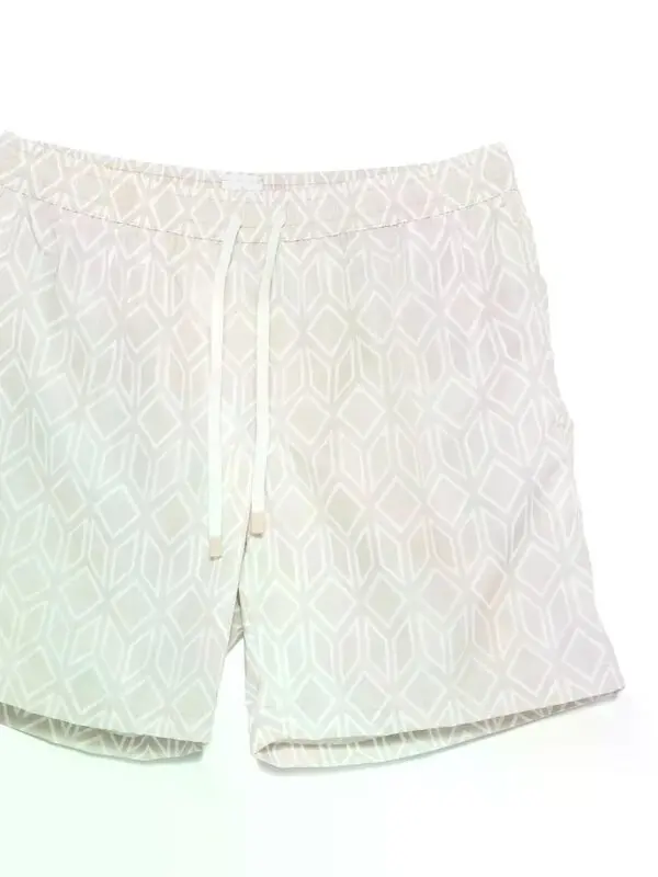 Eleventy Geometric-patterned Swim Shorts - Neutrals