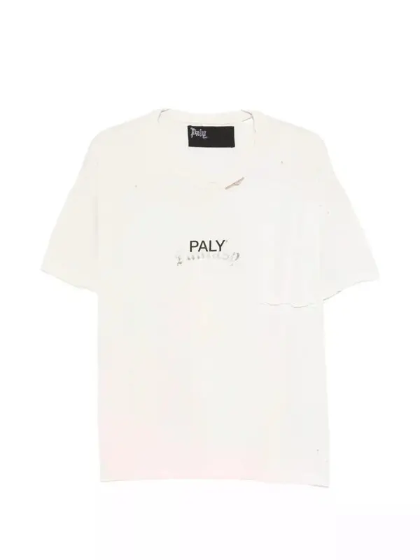 PALY HOLLYWOOD Distressed Logo T-shirt - Neutrals
